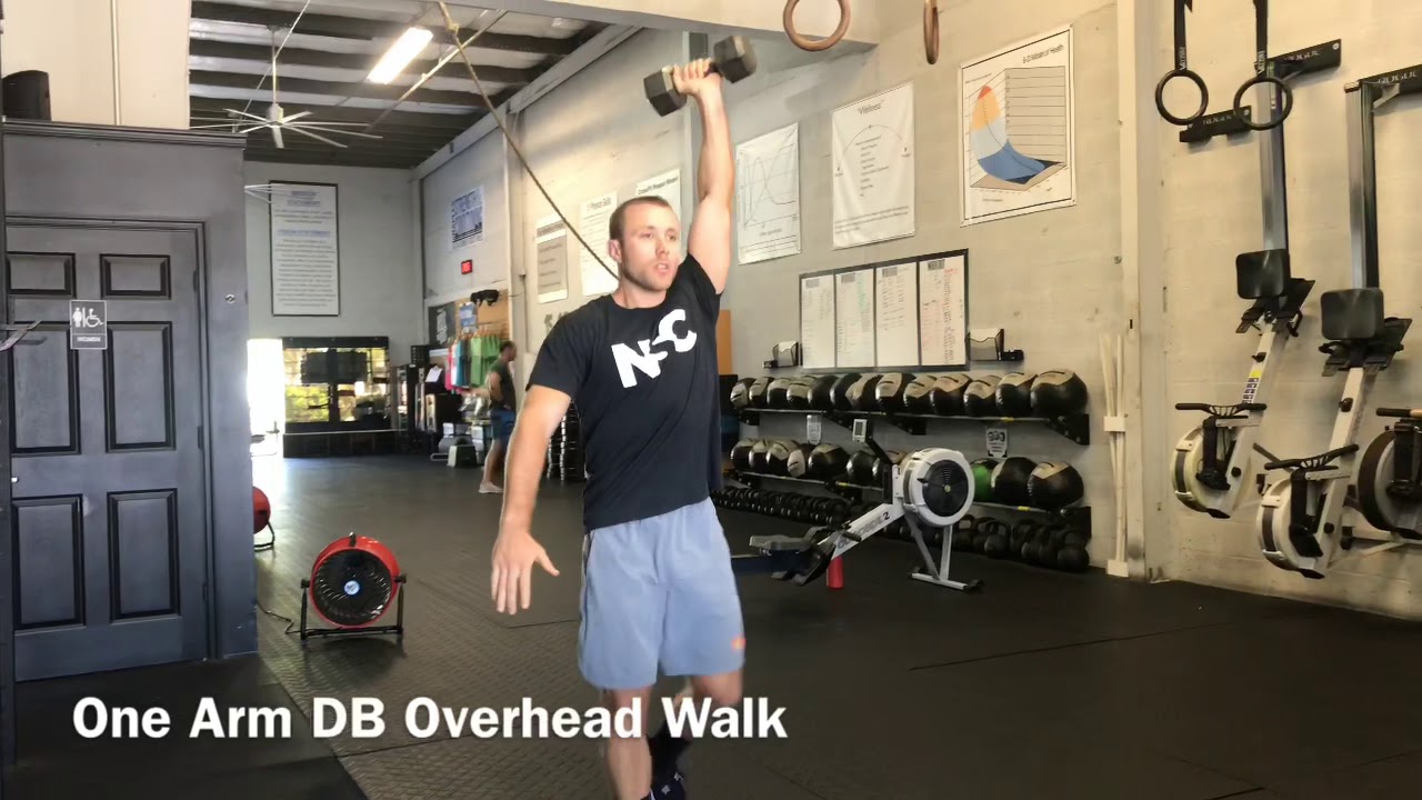 One Arm DB Overhead Walk - YouTube
