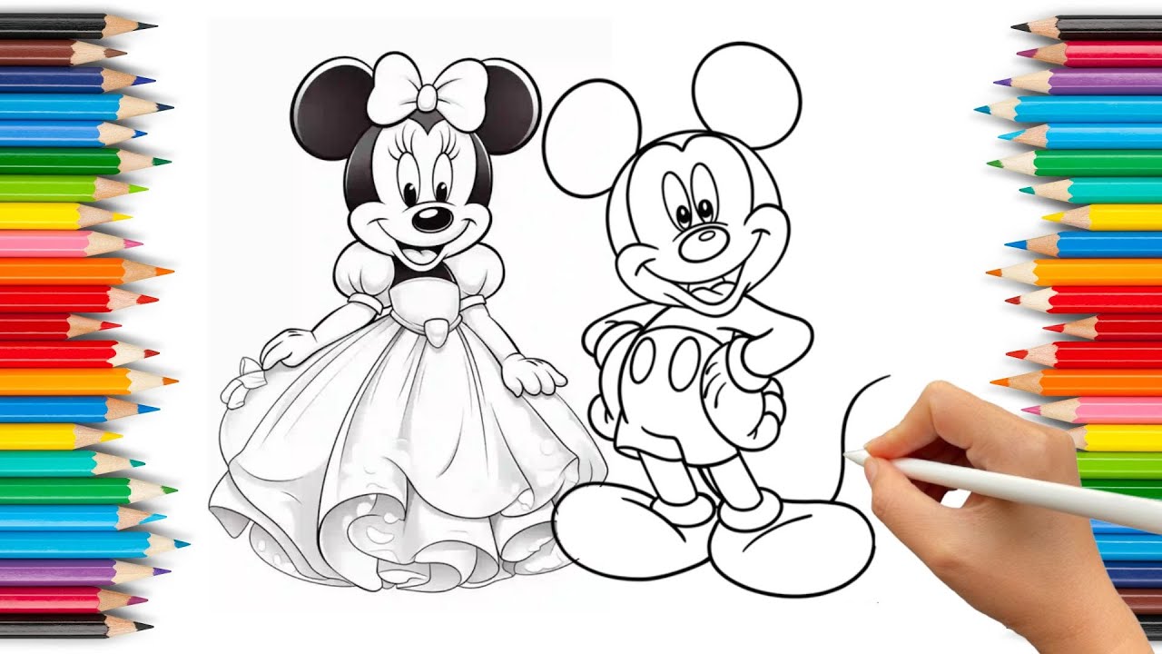 How to Draw Disney Minnie Mouse | Coloring Minnie Mouse coloring simple ...
