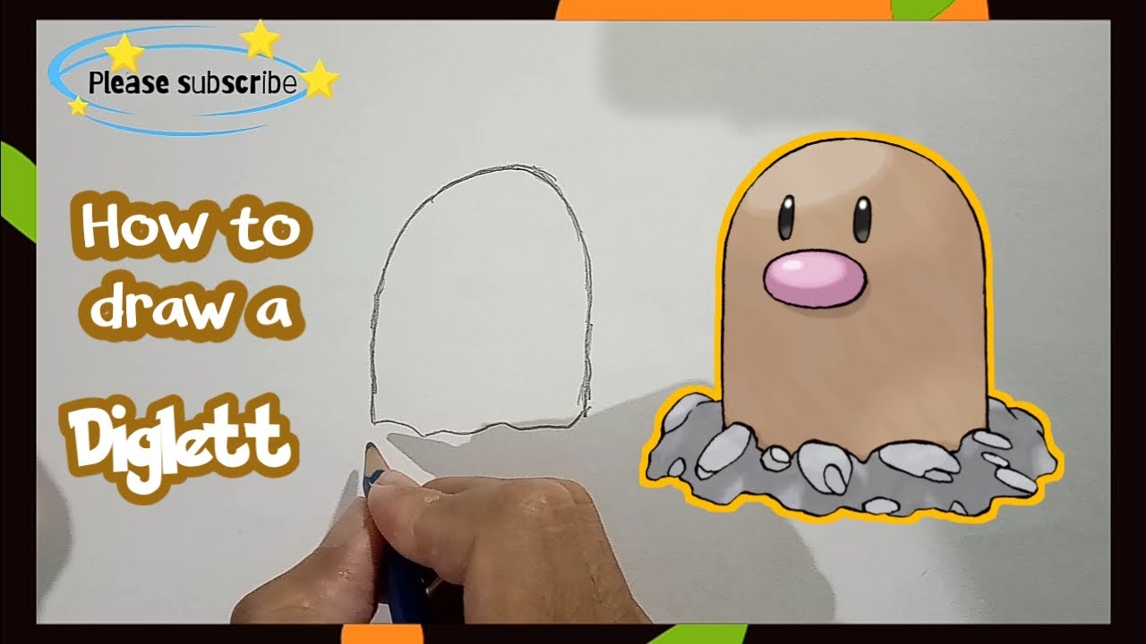 How to draw a diglett pokemon | Cara menggambar pokemon diglett - YouTube