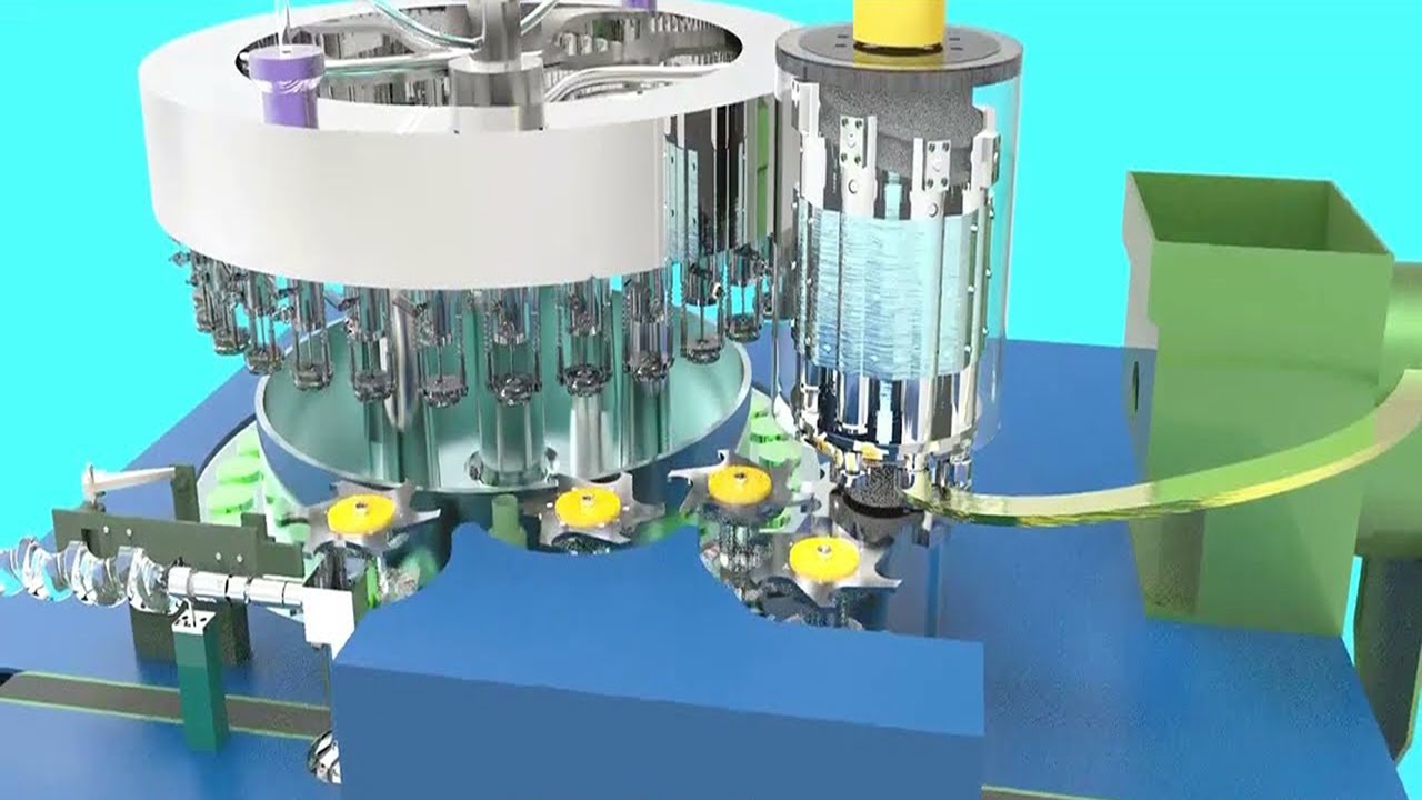 Animation demo filling capping monoblock equipment working process ...