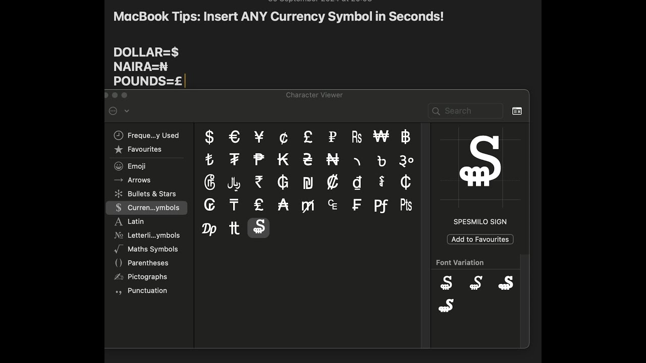 MacBook Tips: Insert ANY Currency Symbol in Seconds! - YouTube