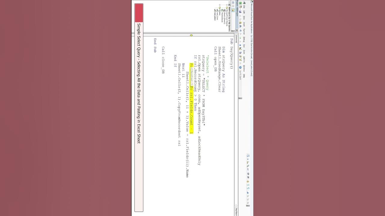 2 Simple Sql Queries Using Vba Shorts Youtubeshorts Vba Queries Sql Sqlquery Easy