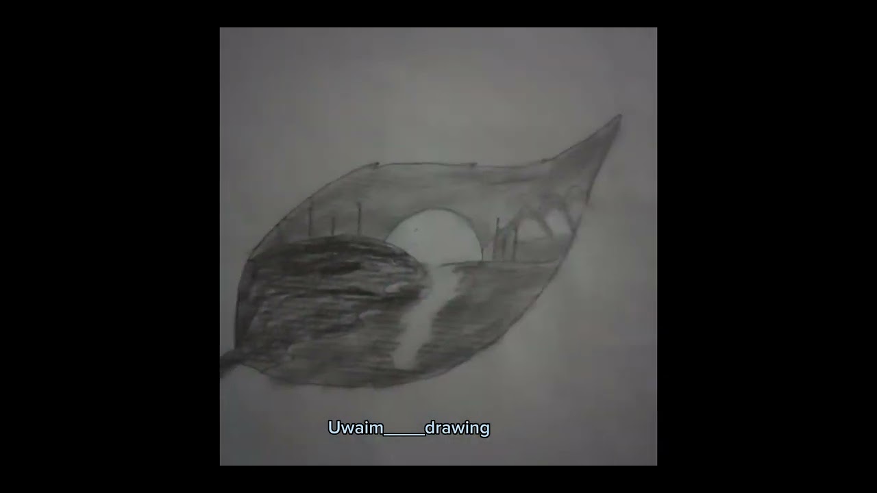 leave drawing sketch||how to draw leave with landscape||leave drawing ...