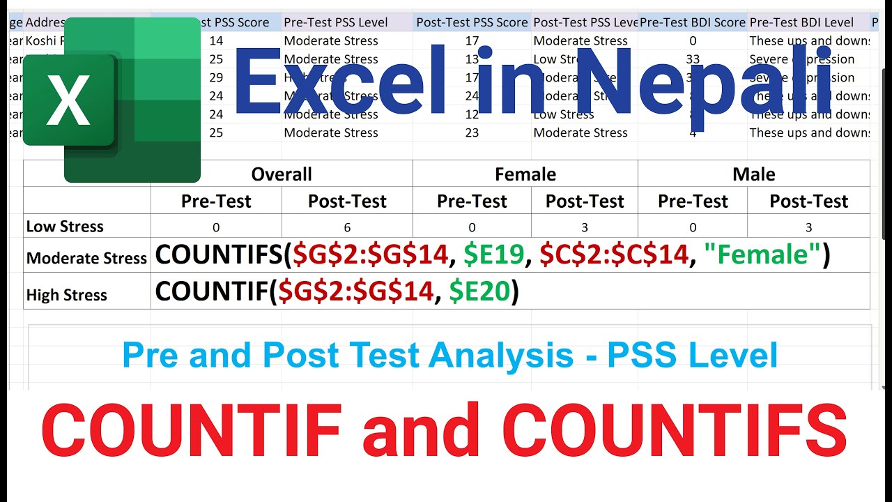 (Nepali) Pre and Post Test Analysis in Excel | Part II | Tabulation of ...