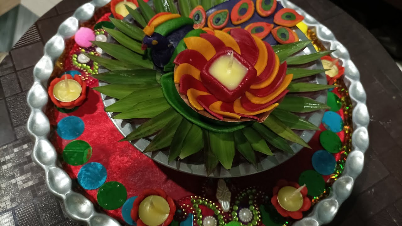 Easy aarti thali decoration idea/ aata diya making #aata diya #diy diya ...