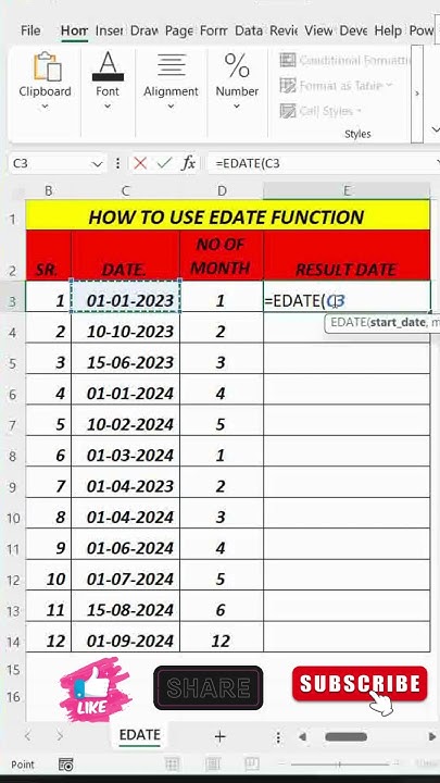 How to use EDATE Function in Excel #EDATE #Date_Function #DateFormula - YouTube