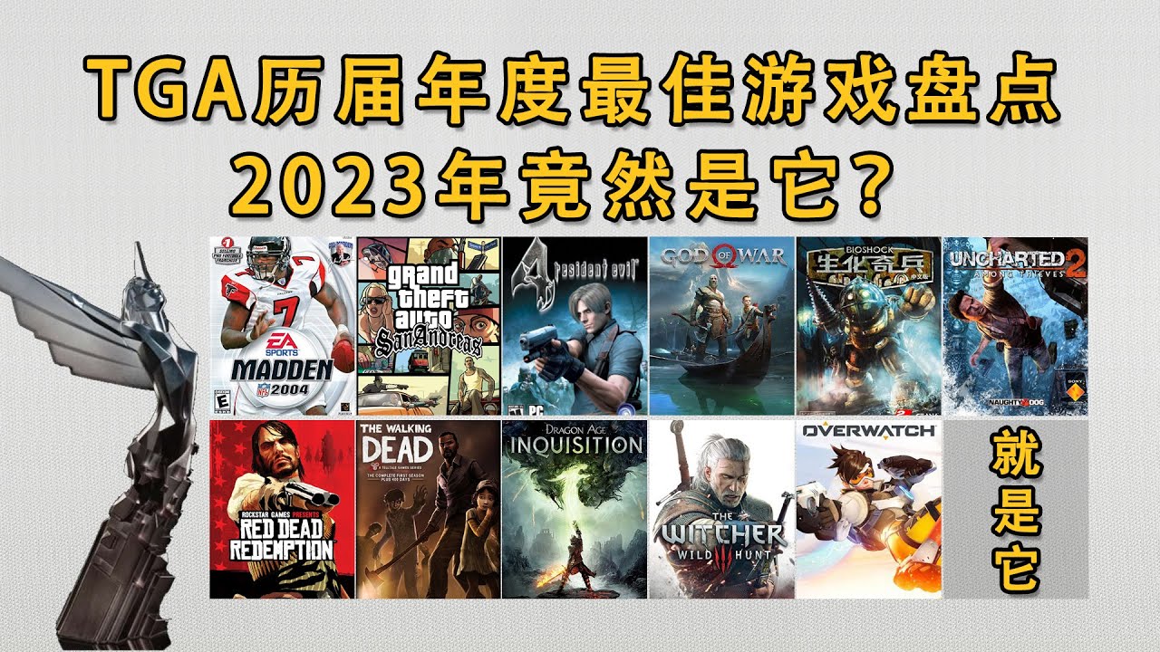 TGA历届年度最佳游戏盘点（2003-2023），2023年年度最佳竟然是它？ - YouTube