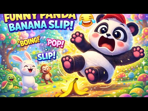 “Funny Panda Banana Slip 😂🐼 | Playful Panda Rhymes Dance Song!”