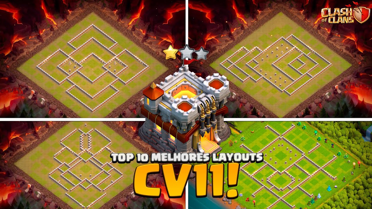 MELHORES LAYOUTS CV11 PARA FARM, PUSH E GUERRA NO CLASH OF CLANS! - YouTube