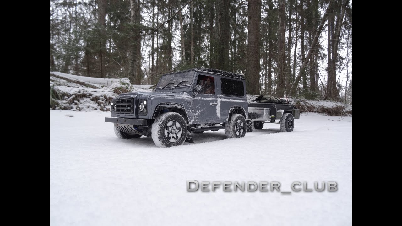 scale rc Land Rover defender 90 by Kahn design winter adventure - YouTube