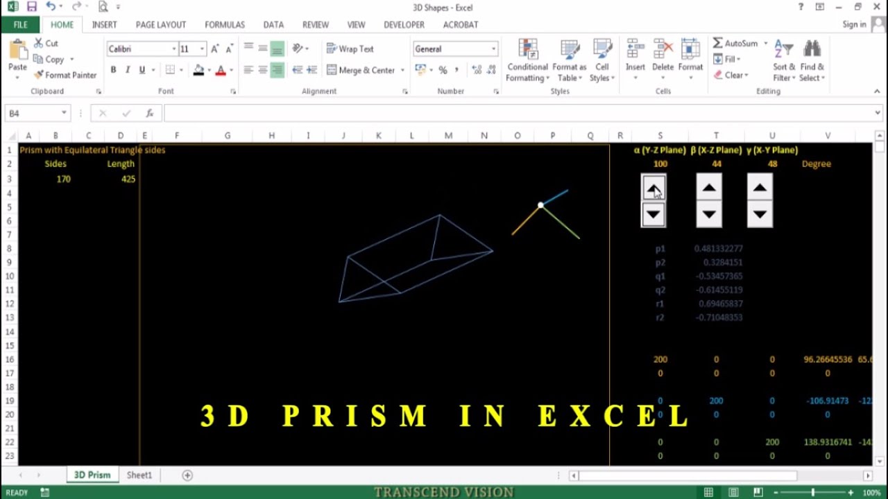 3D Prism Shape (Excel) - YouTube