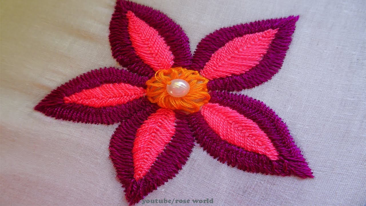 Hand Embroidery Stitch: Modern Flower Embroidery - YouTube