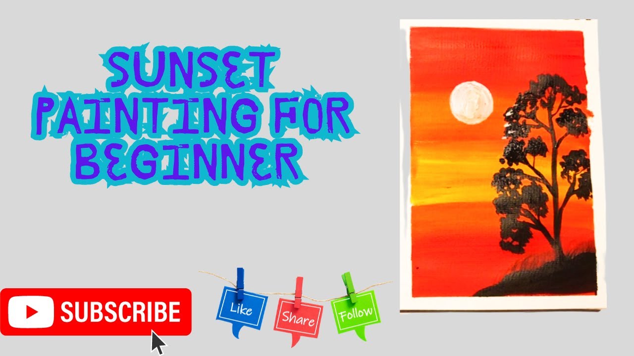 Sunset painting for beginner /acrylic painting step by step /Easy ...