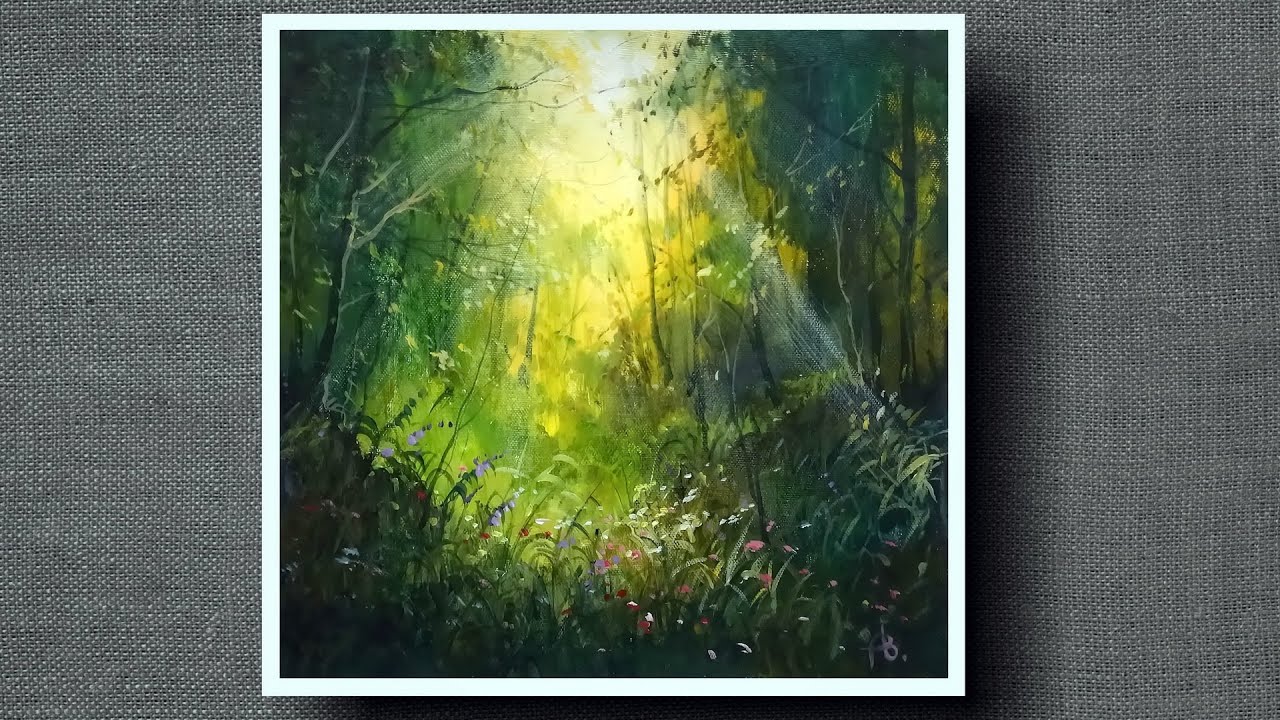 GREEN FOREST Landscape Painting | Easy Acrylic Painting - YouTube