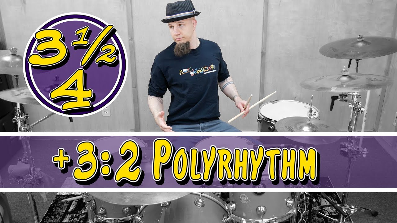 Drumming a 3:2 Polyrhythm In a (3½)/4 Fractional Time Signature - YouTube