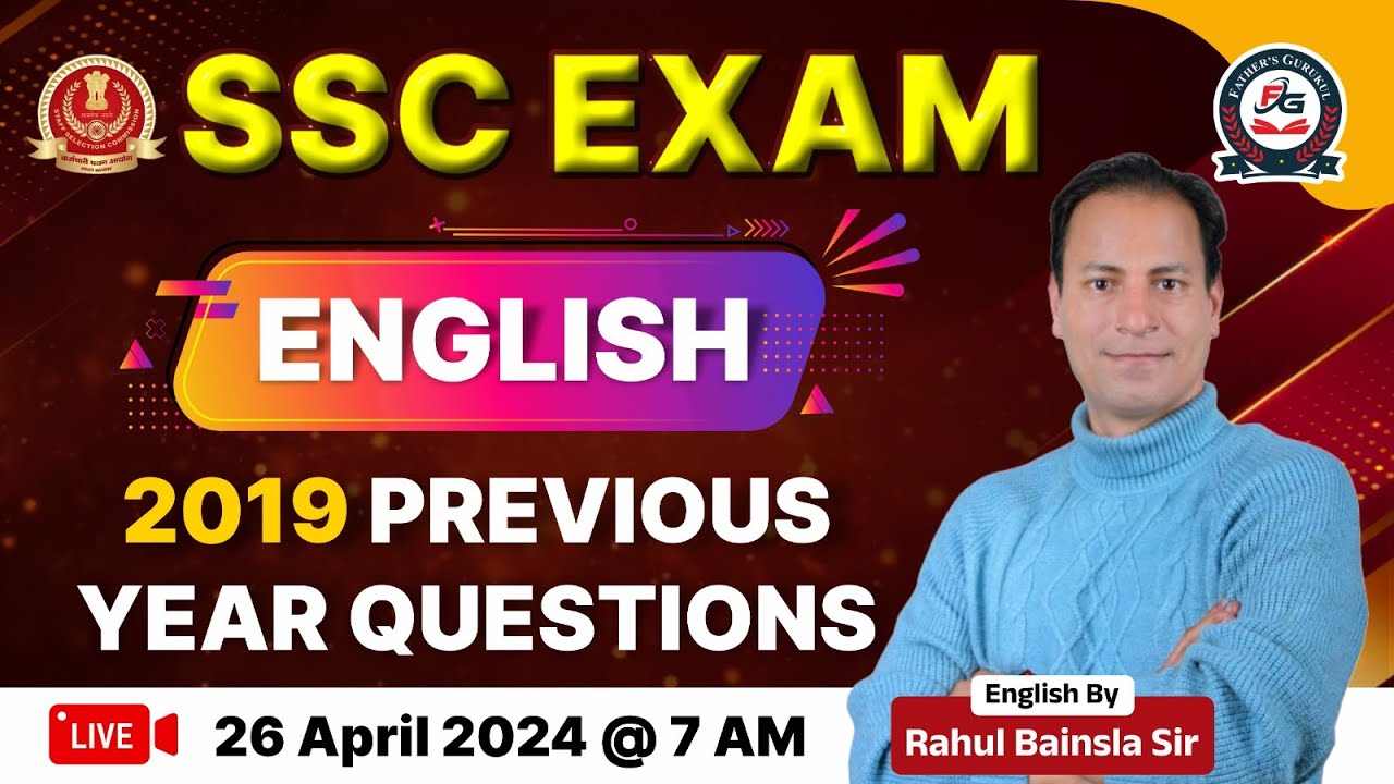 SSC Exam English Previous Paper Solution By Rahul Bainsla Sir || SSC ...
