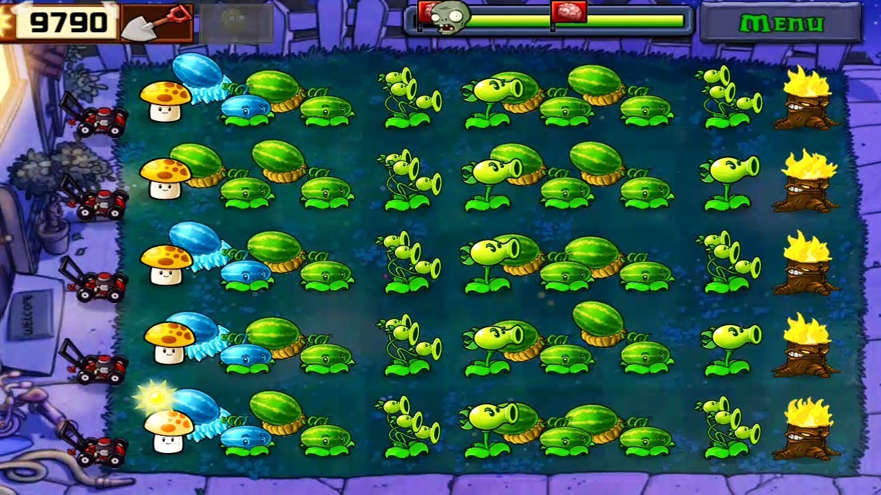Plants vs Zombies Adventure Night Level 6 Gameplay - YouTube