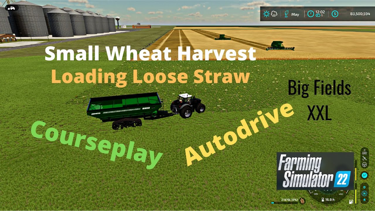 FS22 Big Fields XXL Harvesting Wheat And Picking Up Straw Courseplay ...
