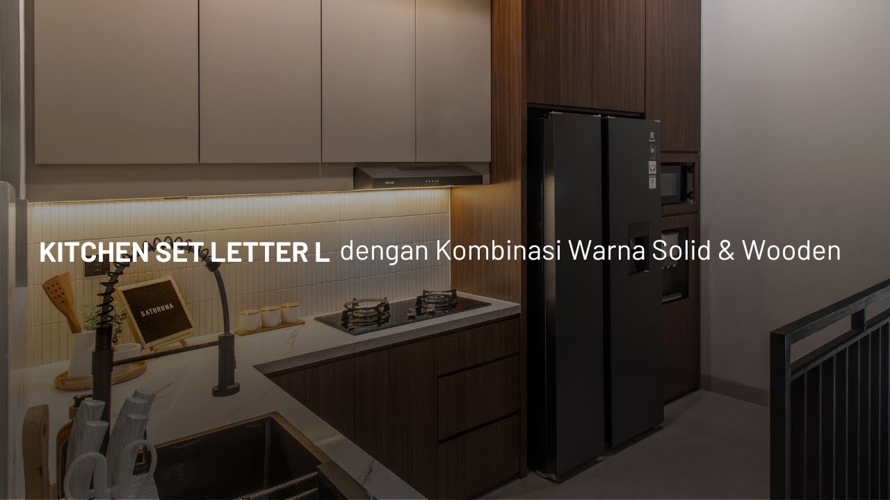 #InspoRuma Kitchen set Letter L dengan Kombinasi Warna Solid & Wooden - YouTube