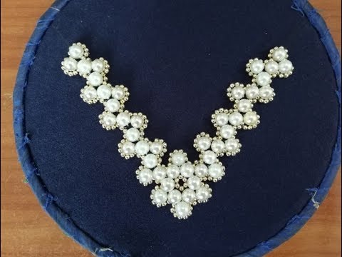 hand embroidery with pearl - YouTube
