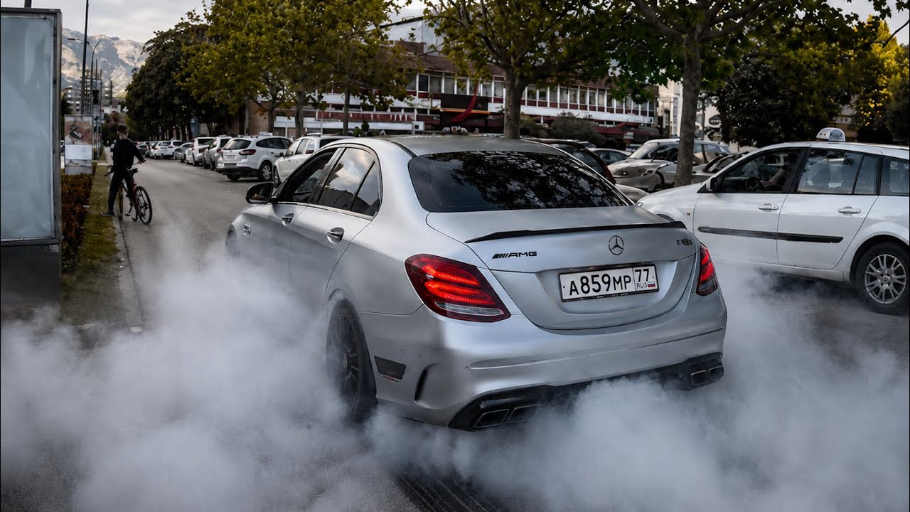 Mercedes C63s AMG Edition 1 - Huge Burnout in Budva - YouTube