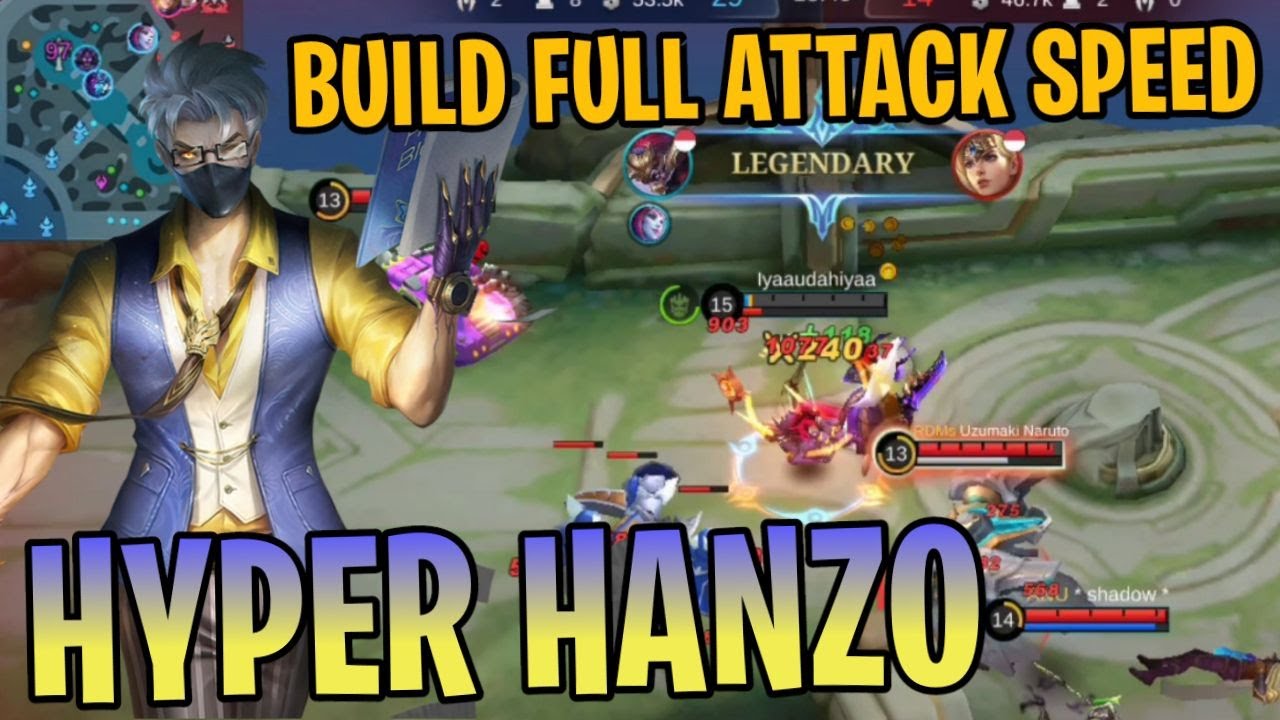 HYPER HANZO FULL ATTACK SPEED 👻👻👻 | TUTORIAL HANZO ️ ️ | HANZO BEST BUILD 💯💯 - YouTube