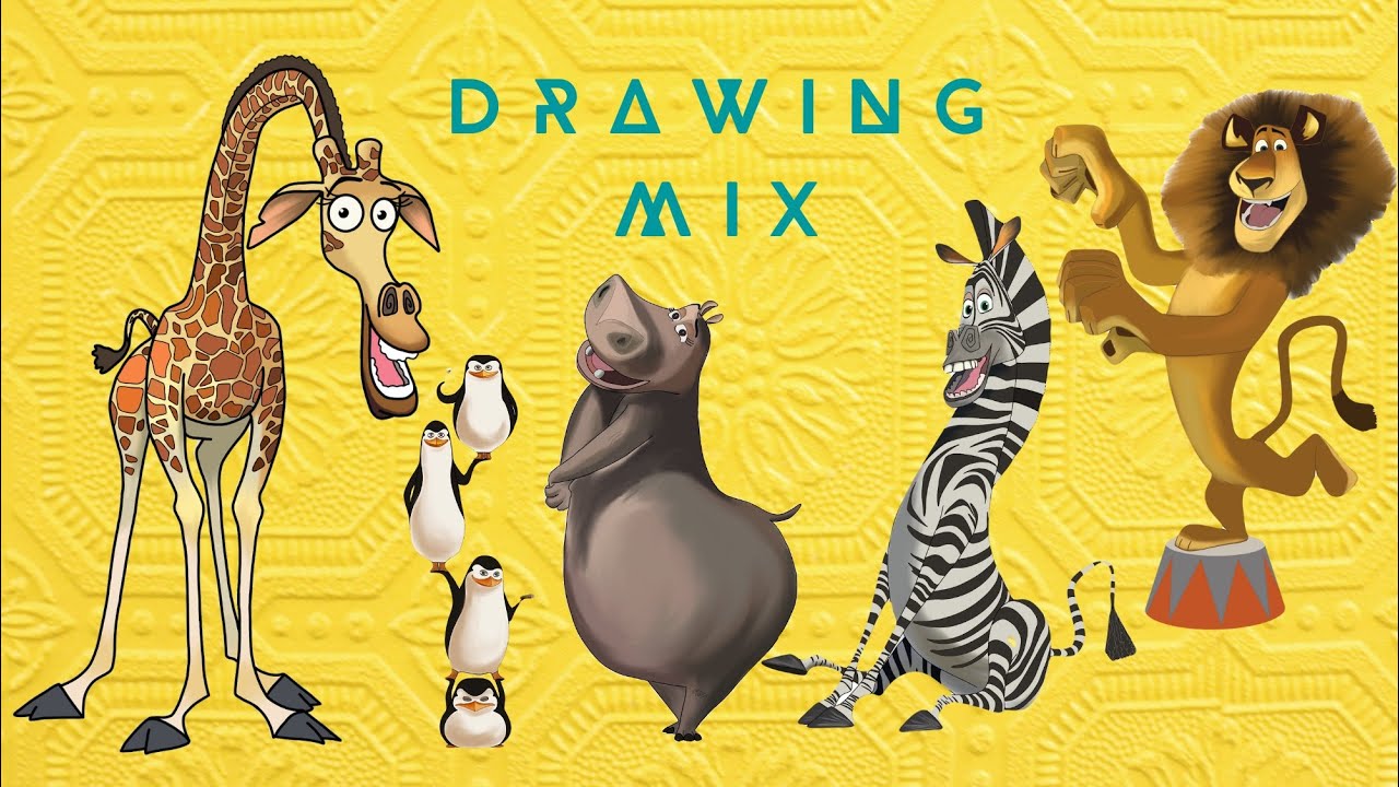 DRAWING MIX. How to draw madagascar’s characters. #madagascar #alex # ...