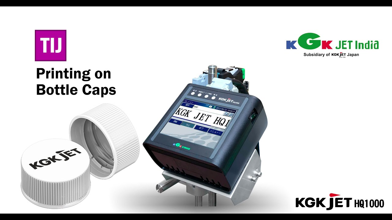 Transverse application - KGK Jet HQ1000 TIJ (Printing on Bottle Cap ...