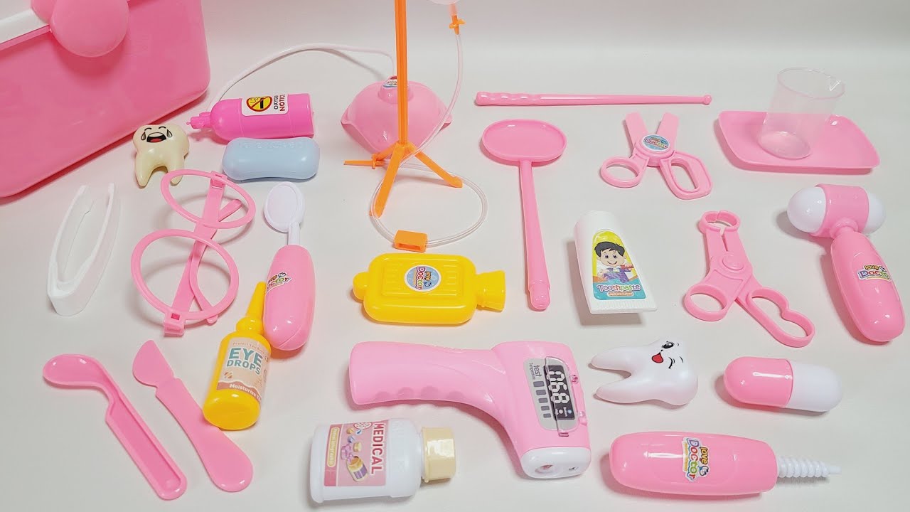 4 Minutes Satisfying With Unboxing Pink Doctor Set ASMR No talking ...
