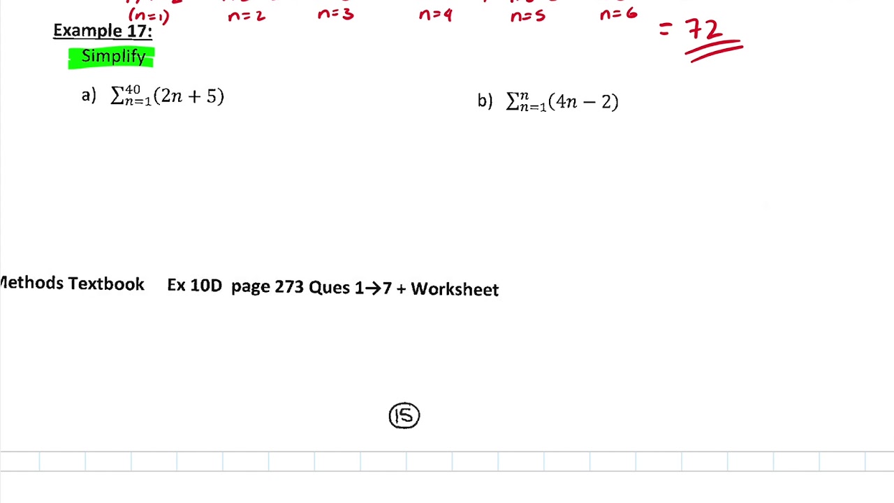 21 Sequences and Series Sigma Notation Eg17a - YouTube