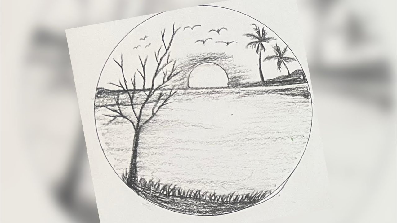 Easy and nice scenery drawing/ how to draw a natural scenery - YouTube