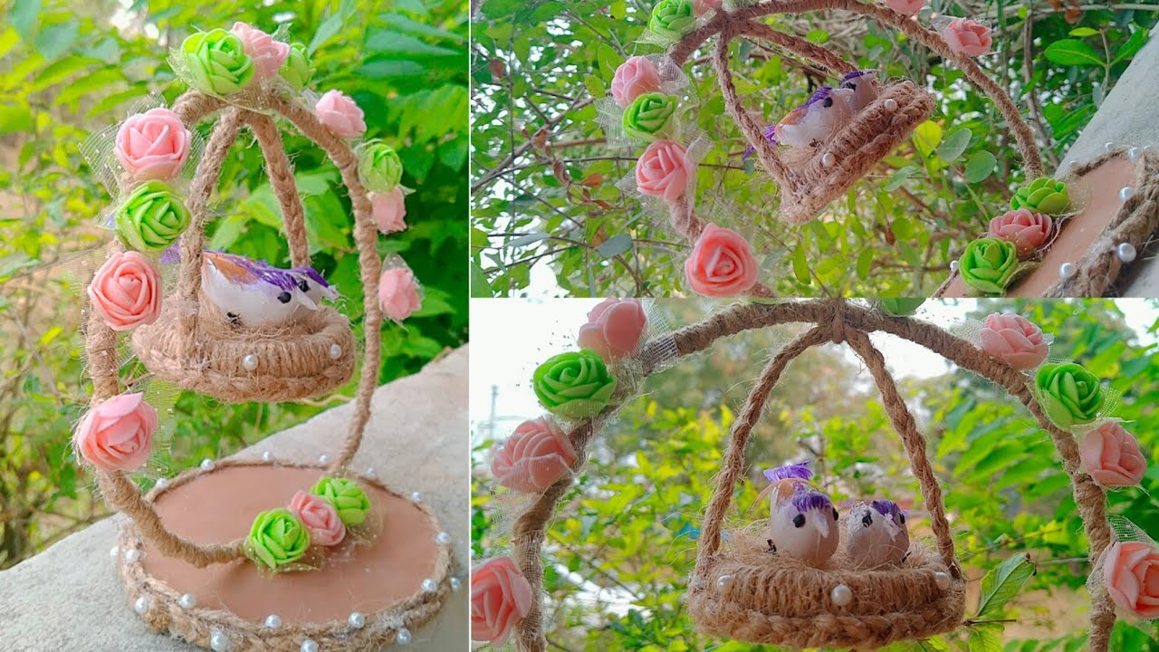 Birds Swing Craft making with jute thread #tejuarts - YouTube