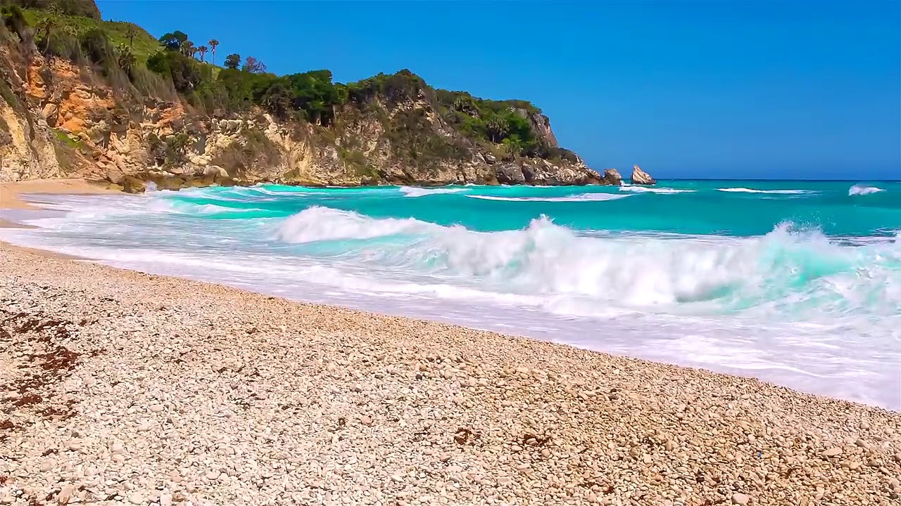 Virtual Beach 8 Hour Ambient Wave Sounds - Unreal Beautiful Blue Ocean ...