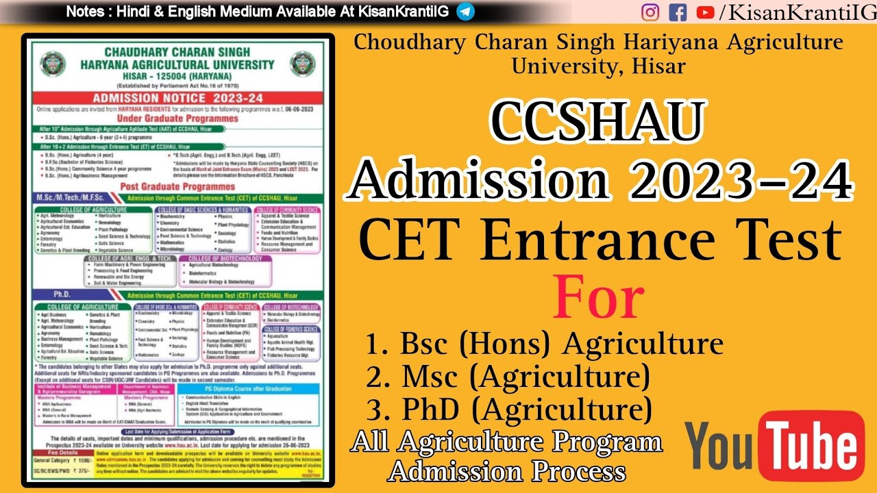 CCSHAU – Hisar 2023 | Entrance Exam 2023 #bscAgriculture #CCSHAU # ...