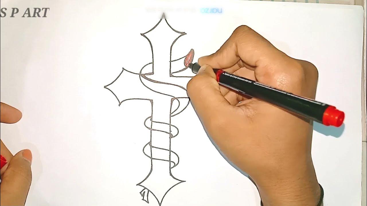 How To Draw Tatto ||Cross symbol colourfull tattoos|| Christion Symbol ...