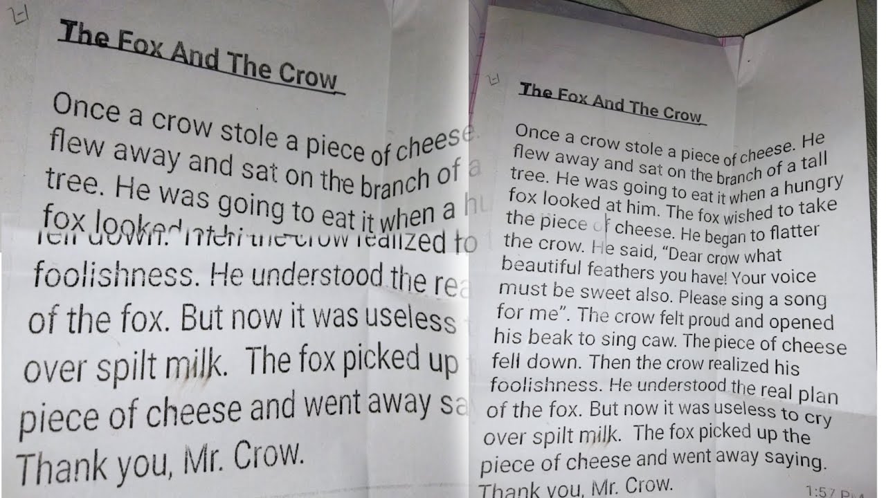 The fox and crow|| Easy story Easy top lines || For beigneers|| Must ...
