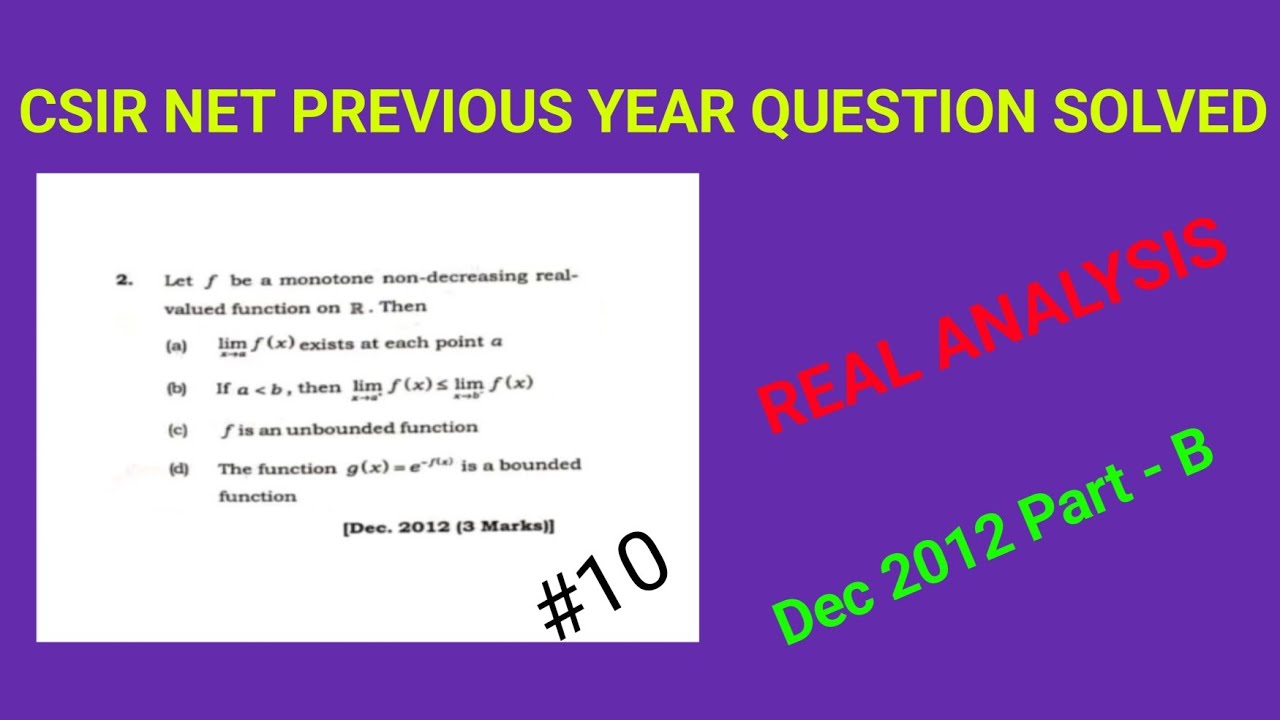 Csir Net Pyq Solved 9real Analysis Functions And Their Properties 3966