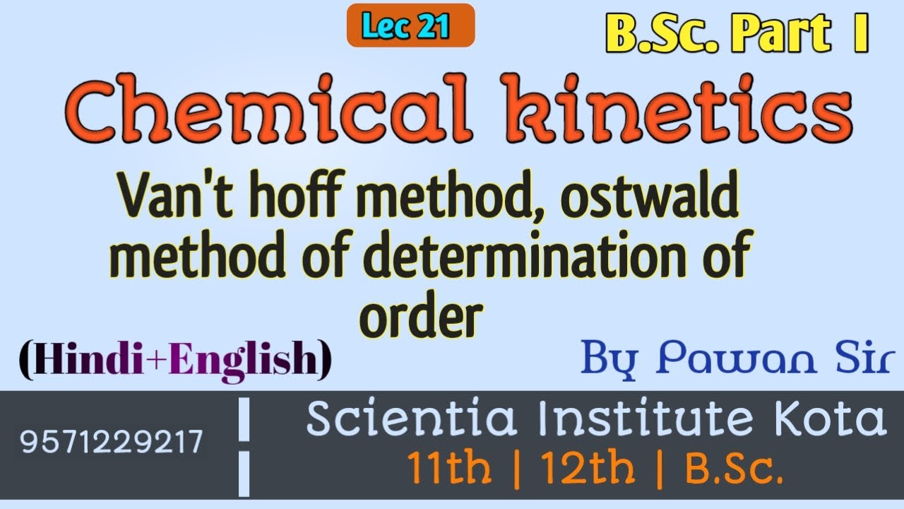 Lec 21 | van't hoff method & ostwald method of determination of order ...