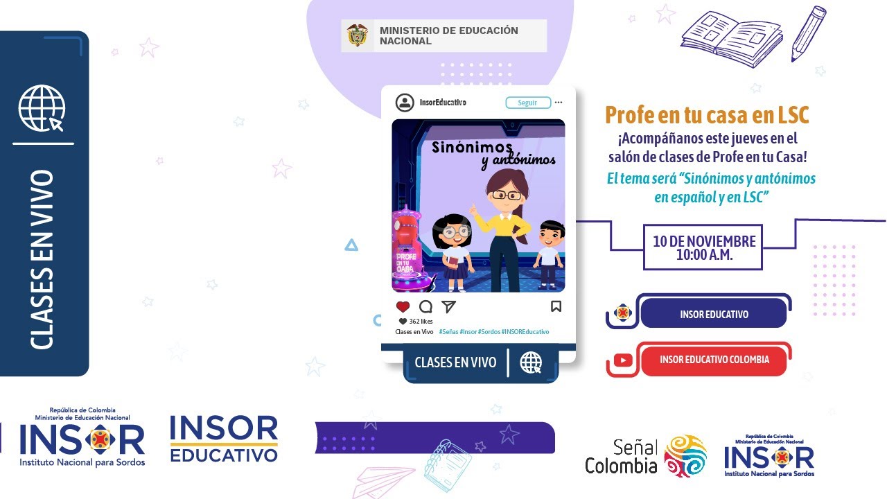 Sinónimos y antónimos en español y LSC_Profe en tu casa_Clases en vivo ...