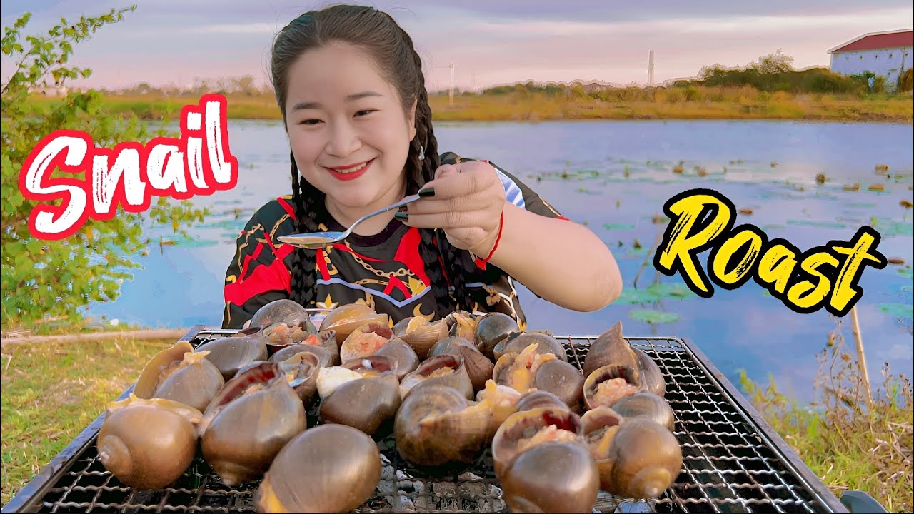 Eating snail roast with chili sauce..ញុំាខ្យងអាំងទឹកត្រីកោះកុង 🤤 🐌🌶️🌶️🧄 ...