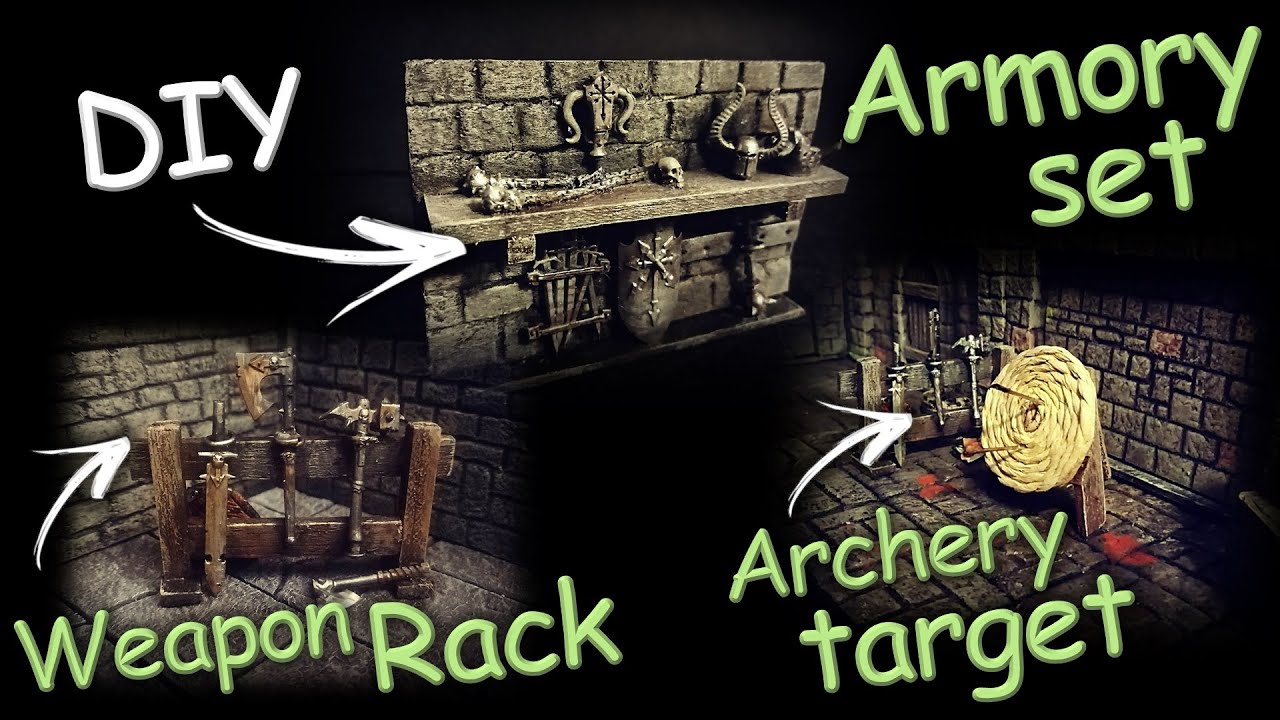 Weapon Rack, Archery Target & Armory set! | DIY - YouTube