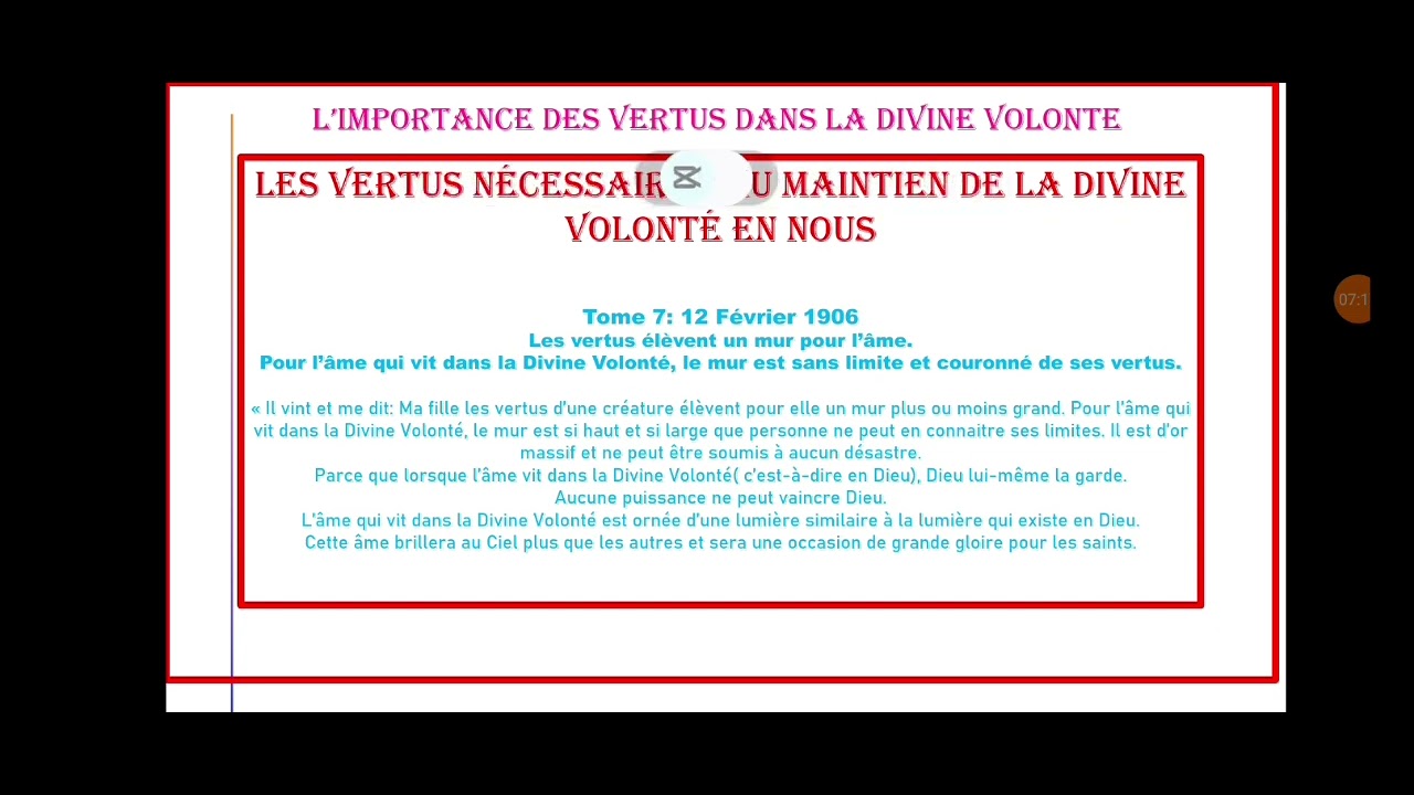 1/3 L’importance des vertus dans la Divine Volonté : l’obéissance et l ...