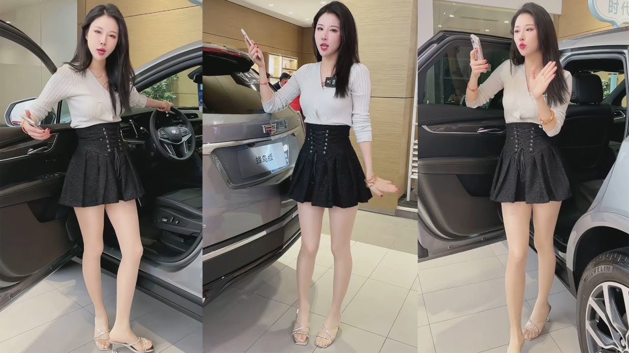 抖音车模丝袜女主播直播卖车 #641 - YouTube