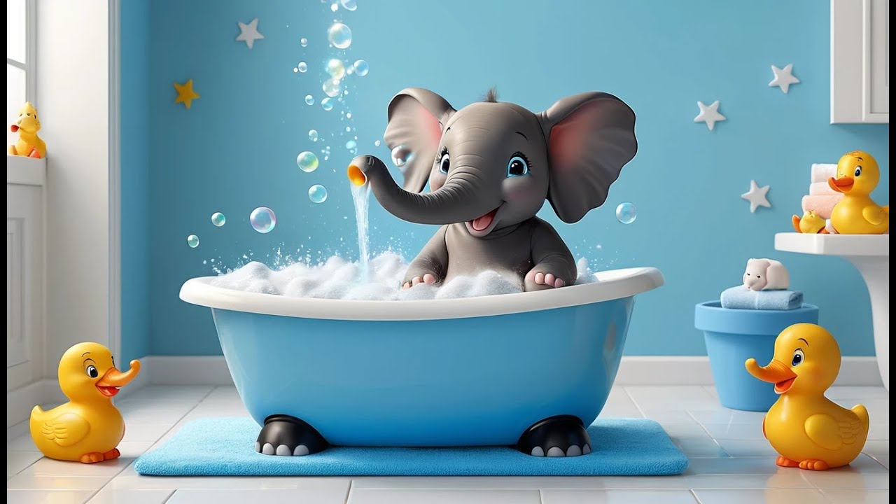 Funny Elephant Bath Song | Silly Elephant Bath-Time Rhyme for Kids ...