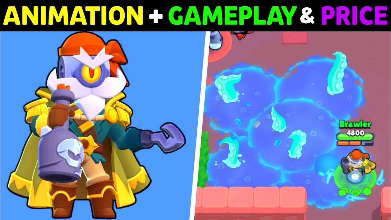 BRAWL STARS BUCCANEER BARLEY GAMEPLAY, ANIMATION, COST, PIN & PLAYER ...