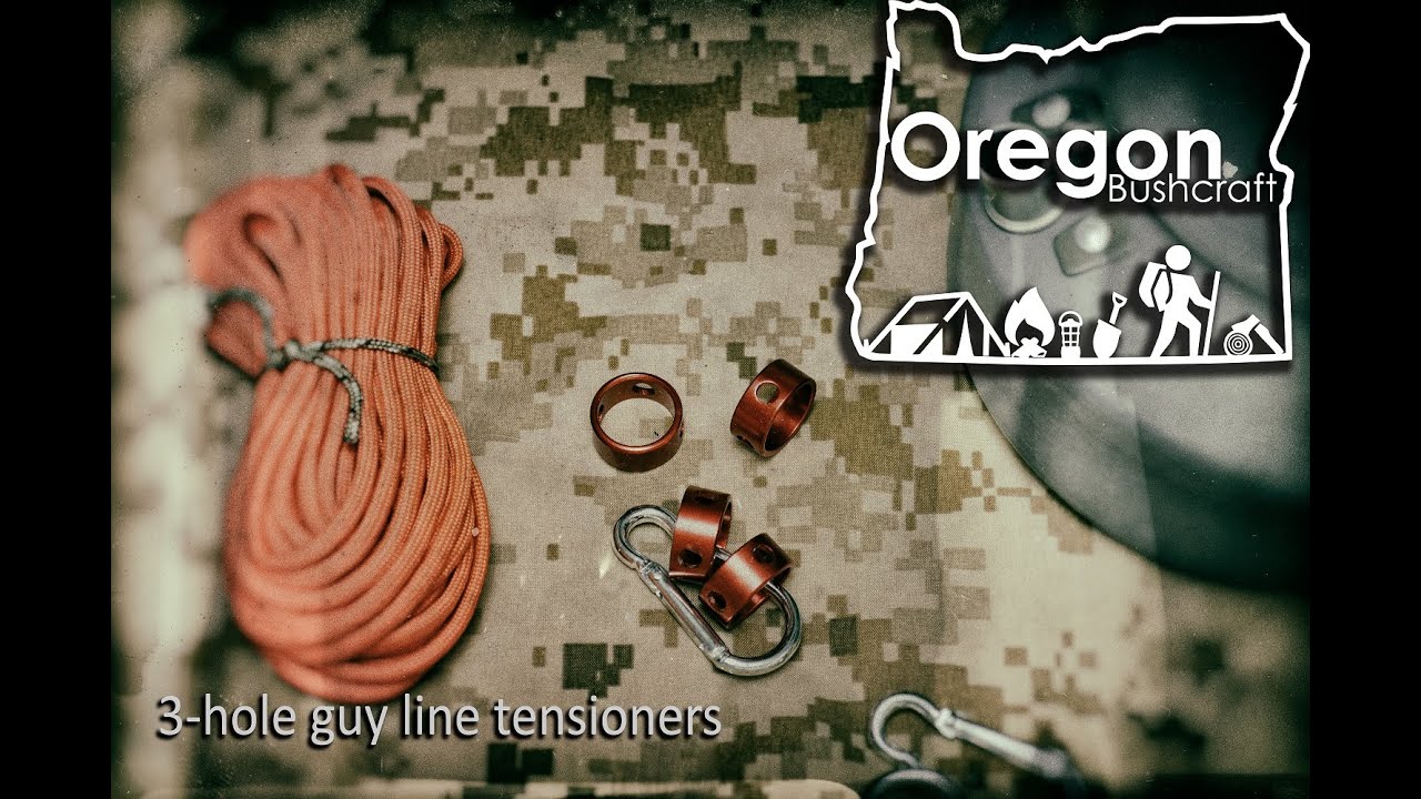 3-hole aluminum guy line tensioner works like a prusik, kinda - YouTube