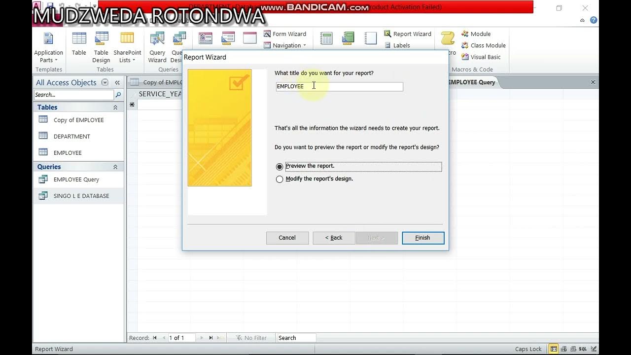 HOW TO CREATE A REPORT WIZARD ON MICROSOFT ACCESS 2010 - YouTube