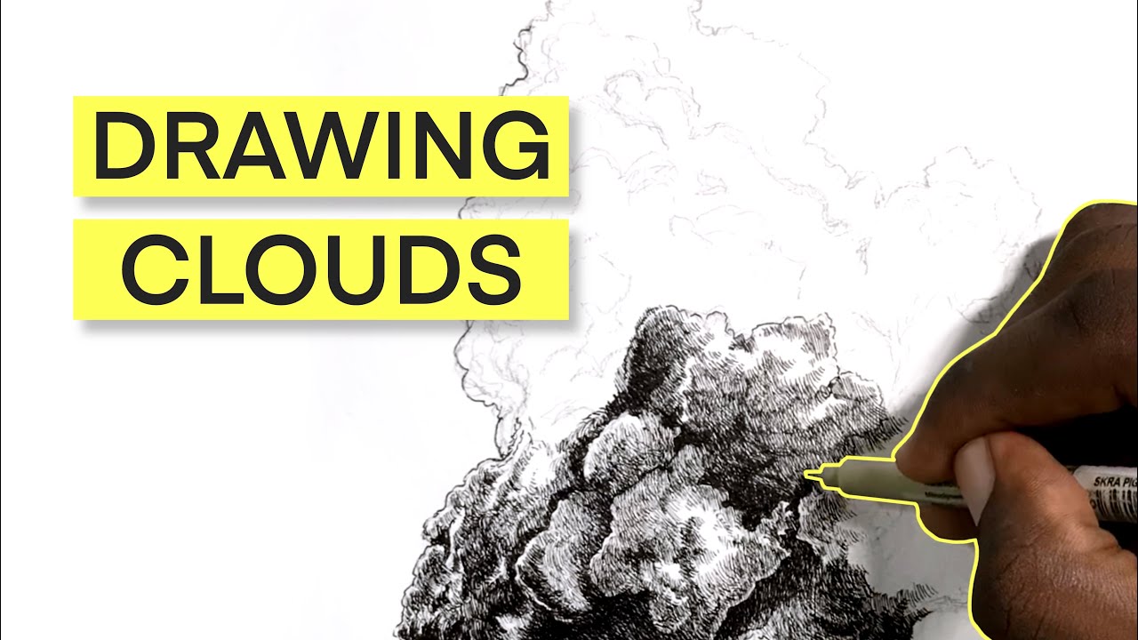 How to draw a thick cloud in a dark night sky - YouTube