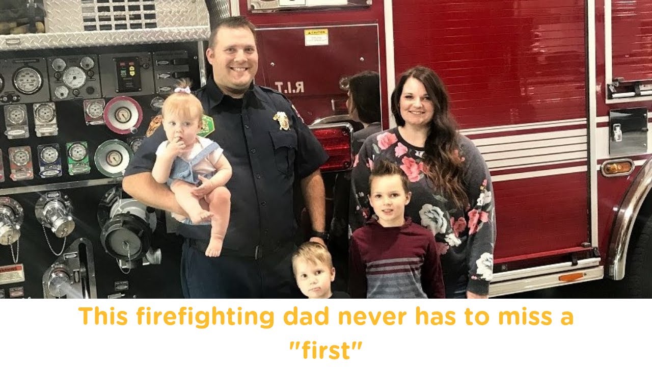 This firefighting dad never has to miss a "first" - YouTube
