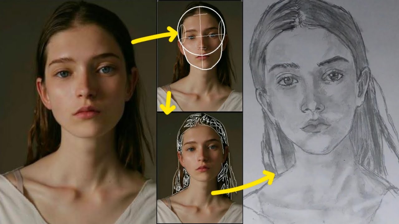 how to draw a sketch with Loomis method/ real time - YouTube